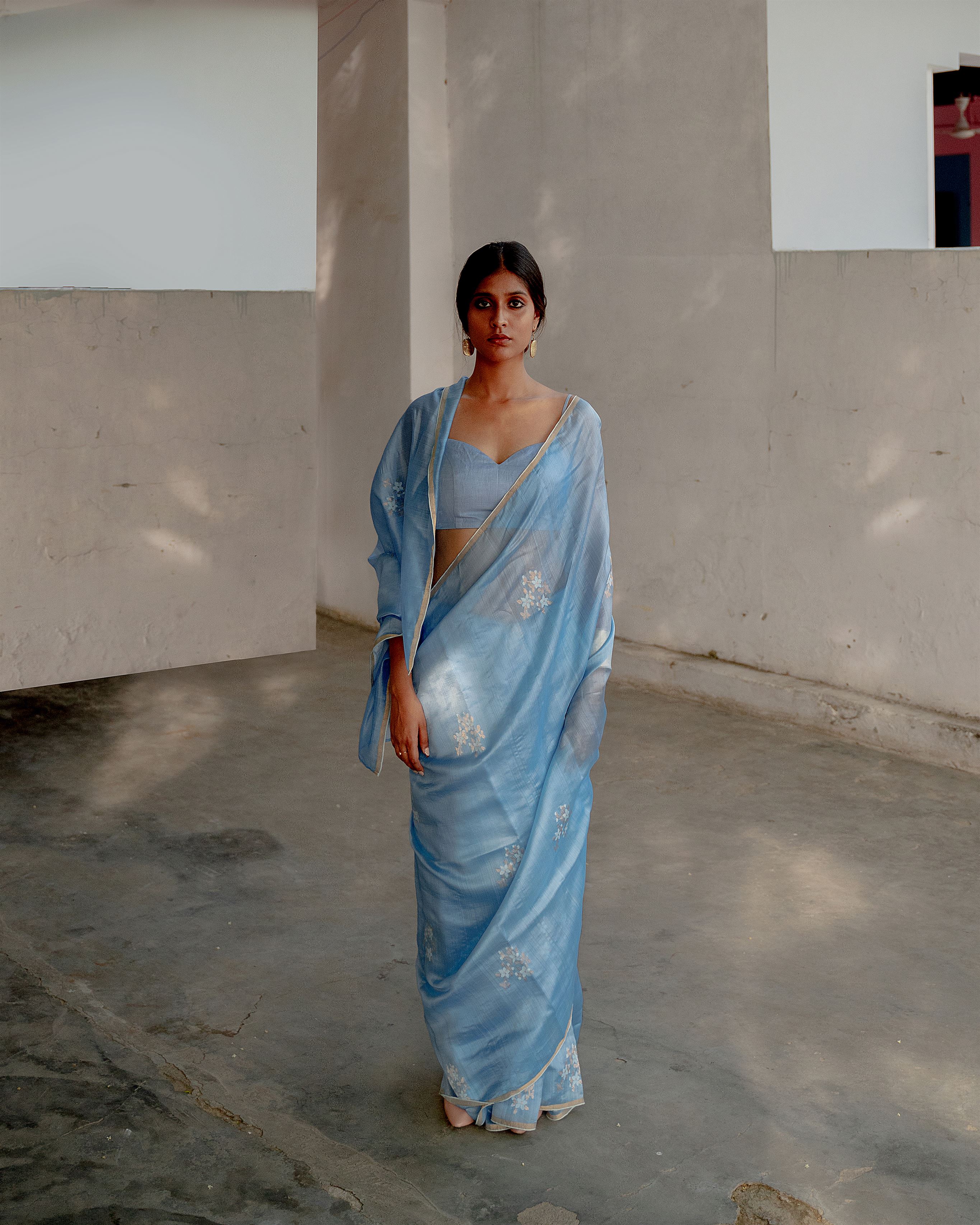 Shop Blue Organza Silk Saree by Suparna Som | Shop Cult Modern